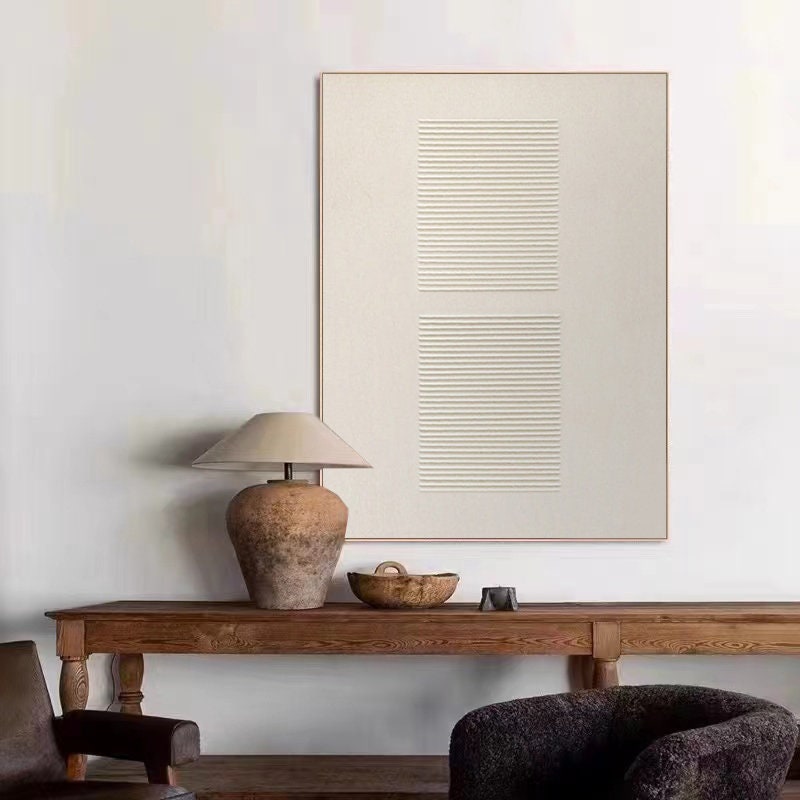 3D Texutred Light Beige Wall Art Pure Beige Textured Canvas Art Light ...