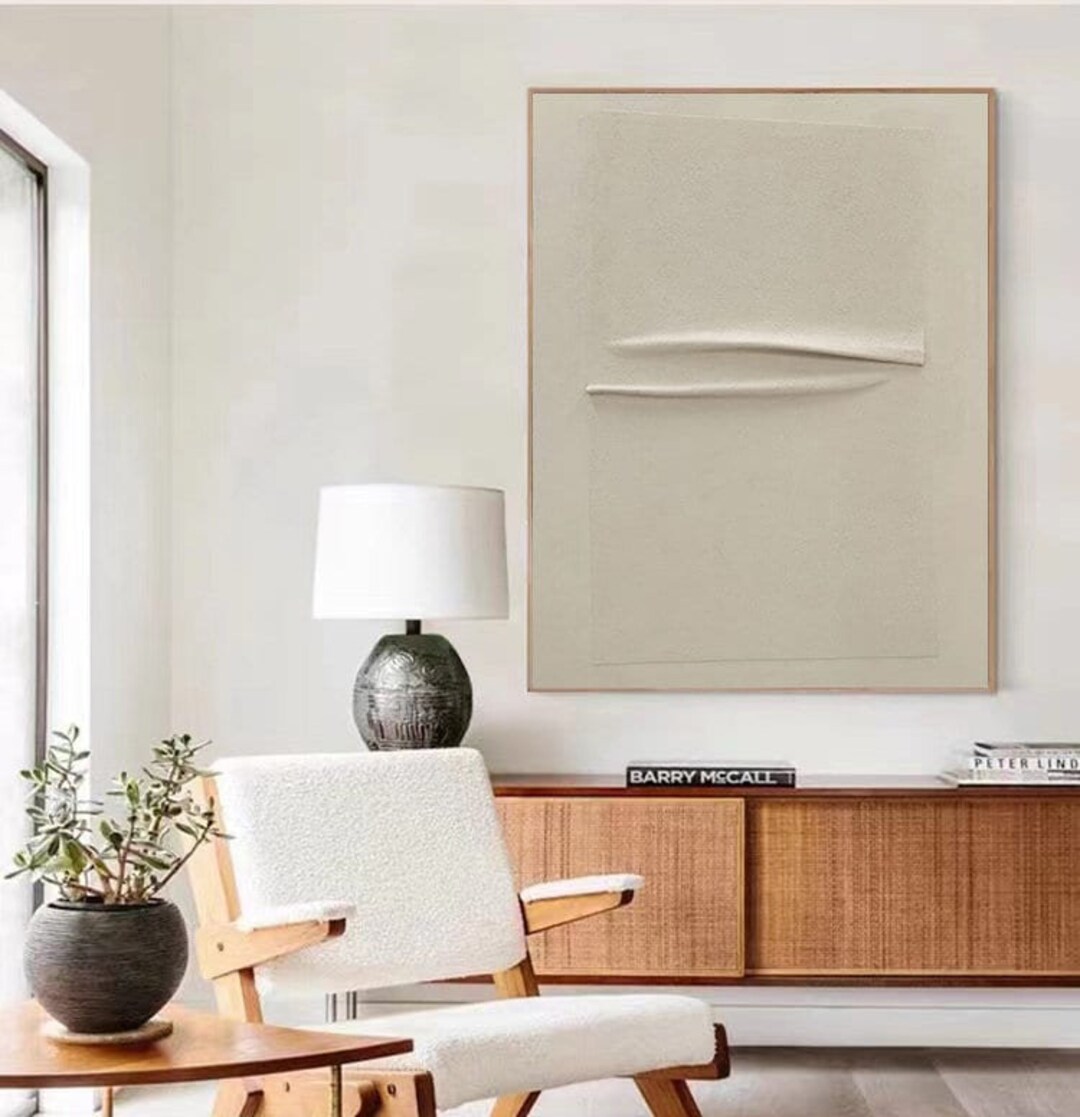3D Beige Plaster Textured Art Beige Japandi Art Beige Wabi-sabi Wall ...