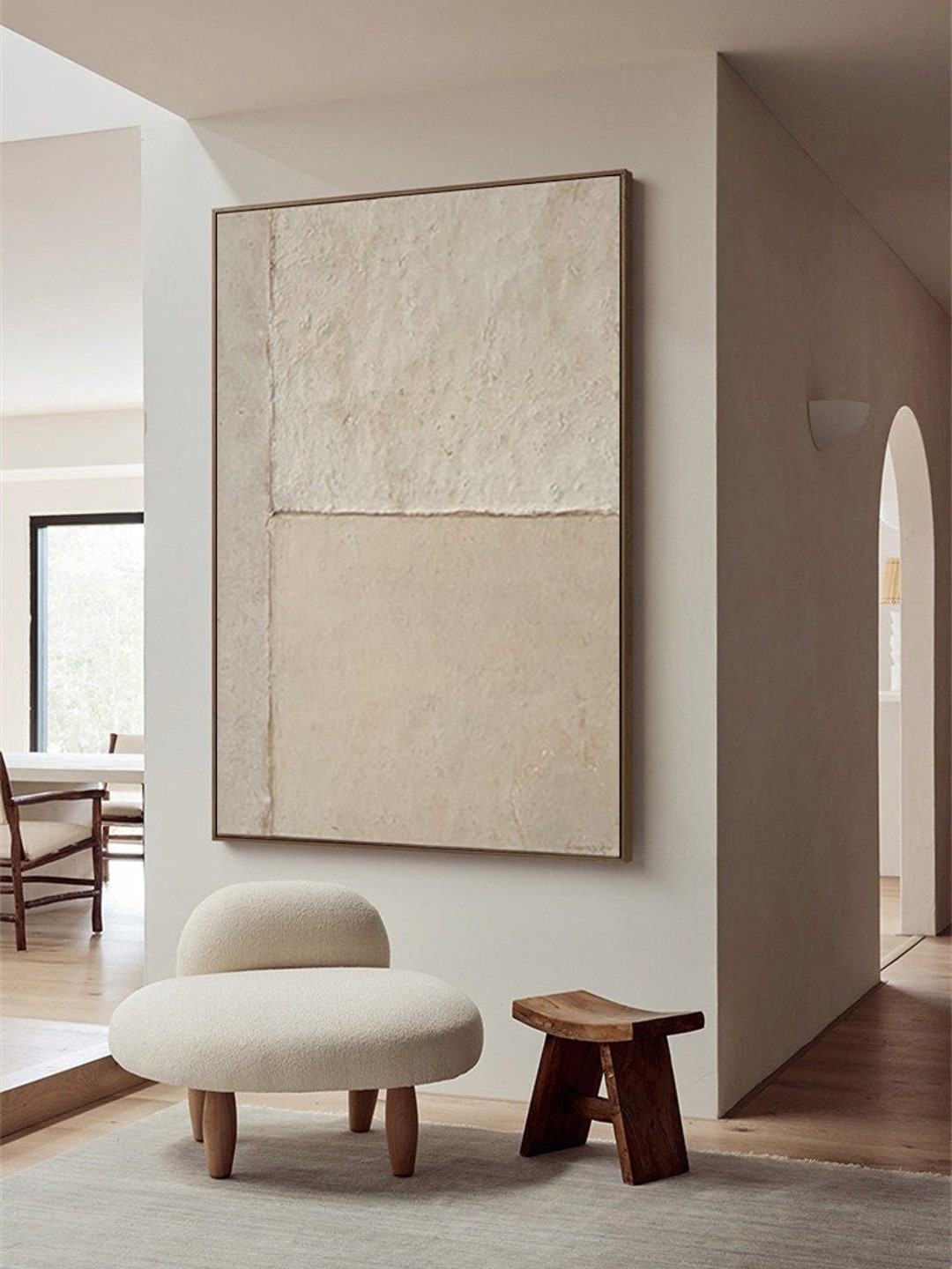Beige Wabi Sabi Painting Pure Beige Wall Art Larger Bige Wall Art ...