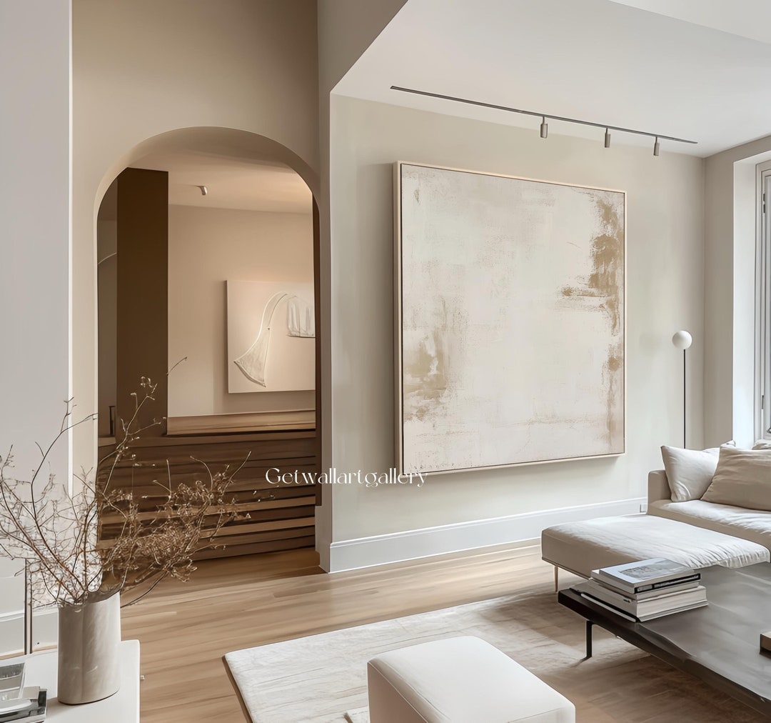Neutral Beige Wall Art Beige Plaster Canvas Wall Art Beige Wabi-sabi ...