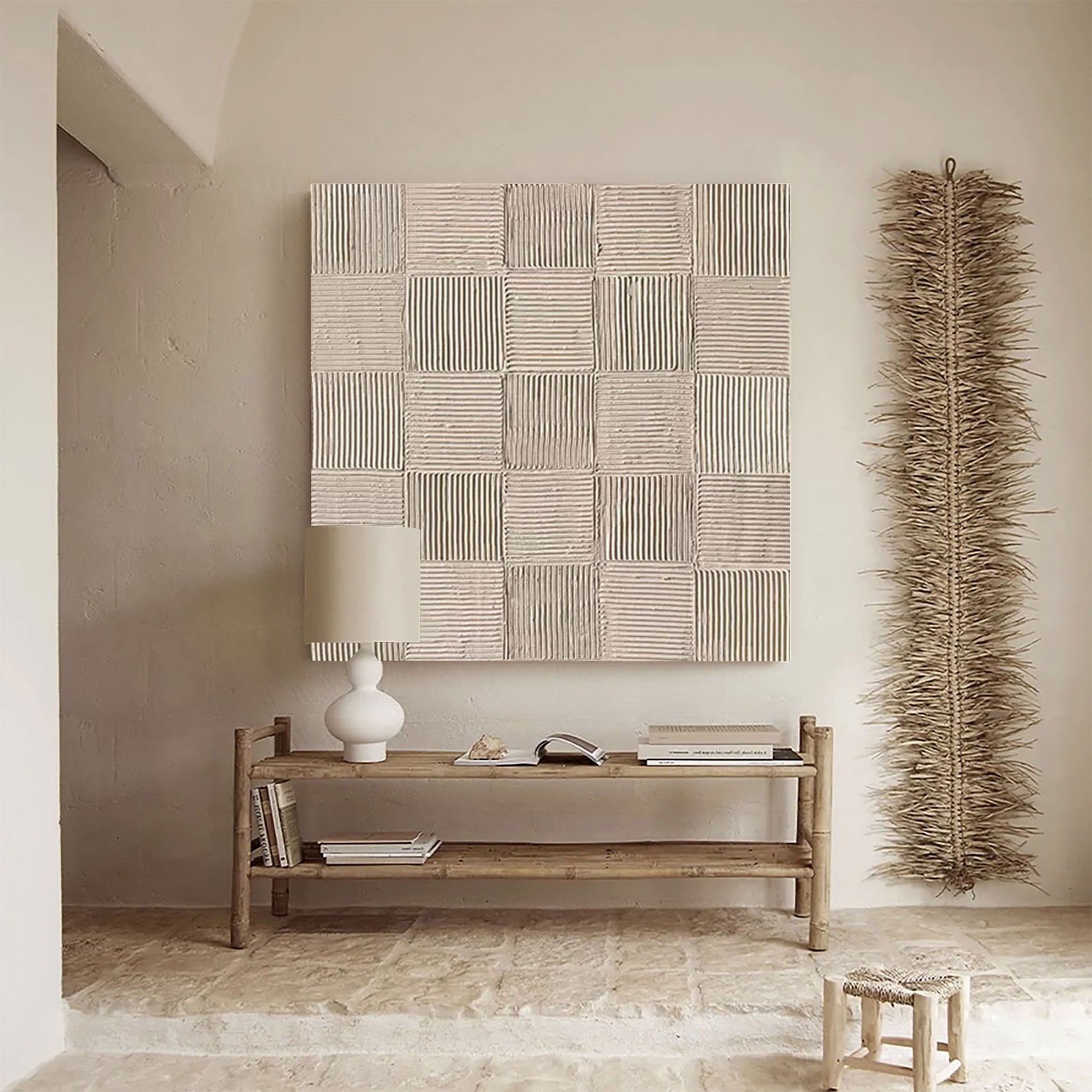 Beige Textured Painting on Canvas Beige Wabi-sabi Wall Art - Etsy