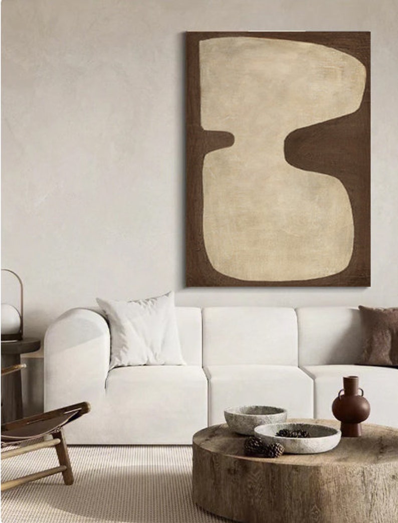 Brown Abstract Canvas Art: Beige Geometric Wabi Sabi Wall Decor - Etsy ...