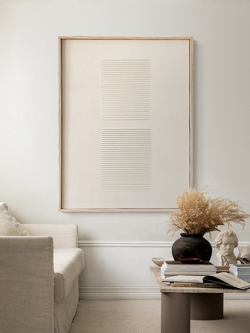 3D Texutred Light Beige Wall Art Pure Beige Textured Canvas Art Light ...