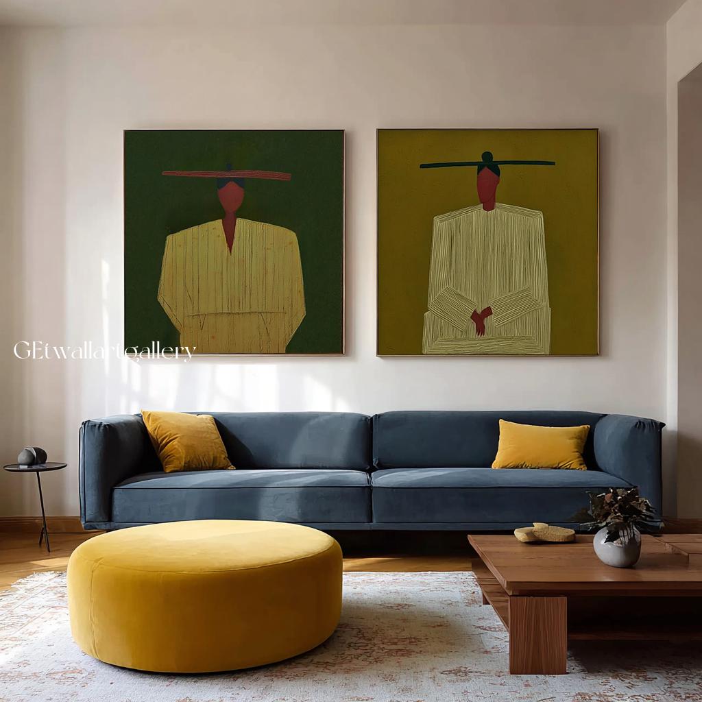 Set of 2 Faceless Man and Woman Wall Art for Livingroom Decor Vintage ...