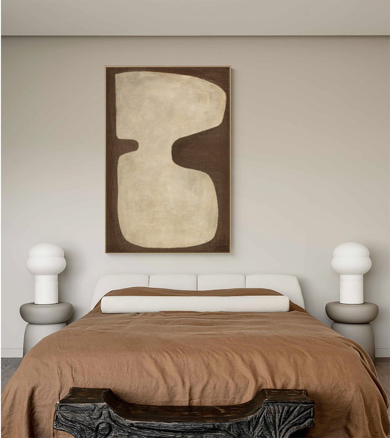 Brown Abstract Canvas Art: Beige Geometric Wabi Sabi Wall Decor - Etsy ...