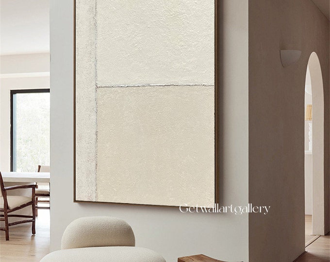 Beige Wabi Sabi Painting Pure Beige Wall Art Larger Bige Wall Art ...