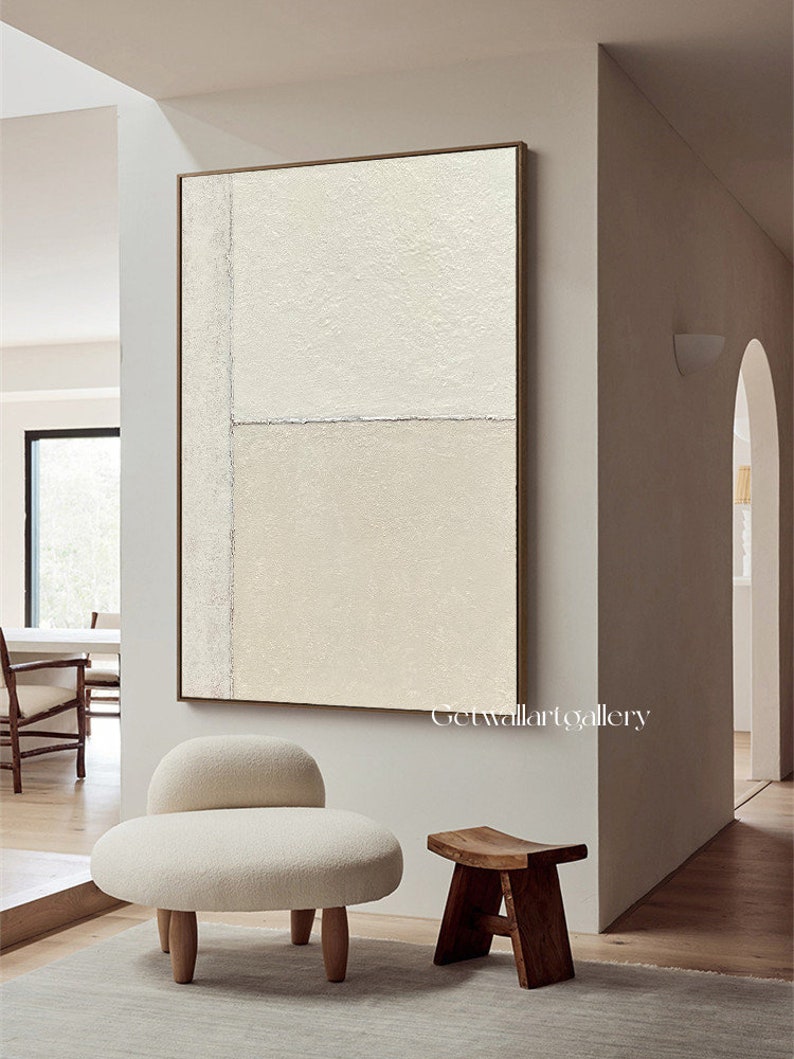 Beige Wabi Sabi Gemälde reine beige Wandkunst größere große Wandkunst übergroße beige ...