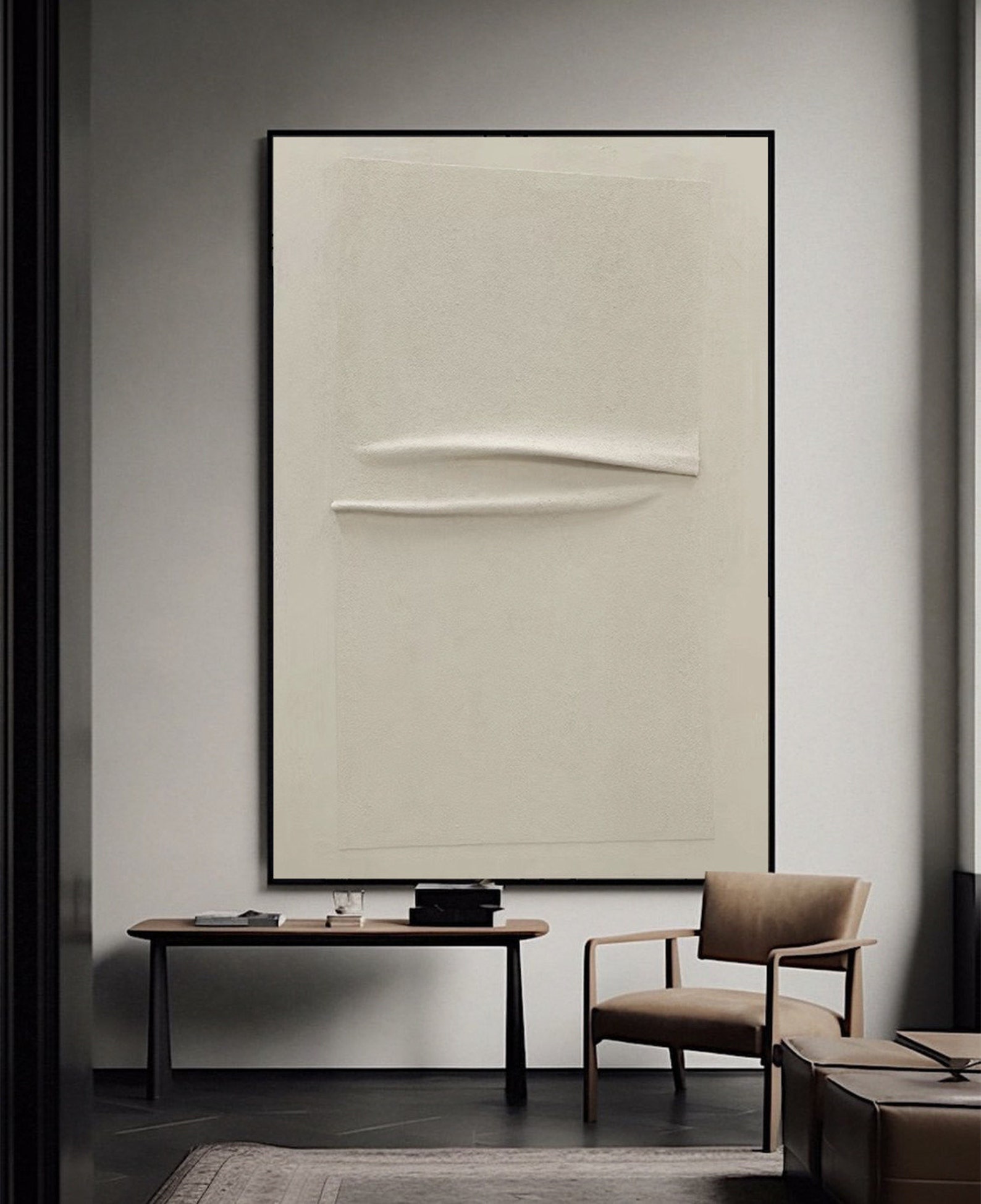 3D Beige Plaster Textured Art Beige Japandi Art Beige Wabi-sabi Wall ...