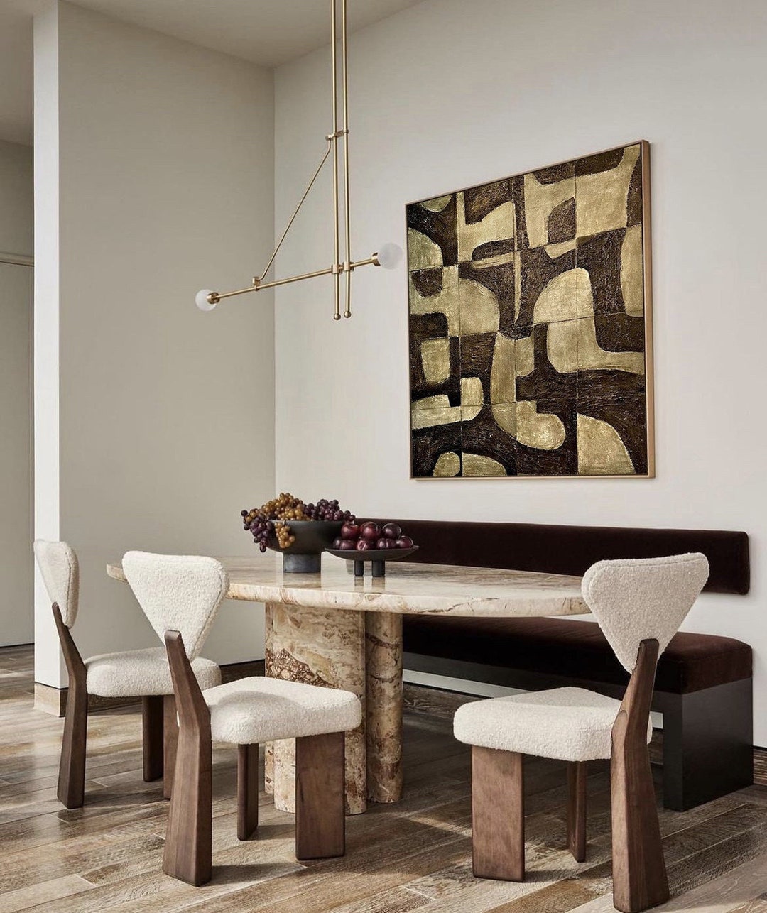 Dark Brown Minimalist Wall Art Abstract Geometric Painting on - Etsy