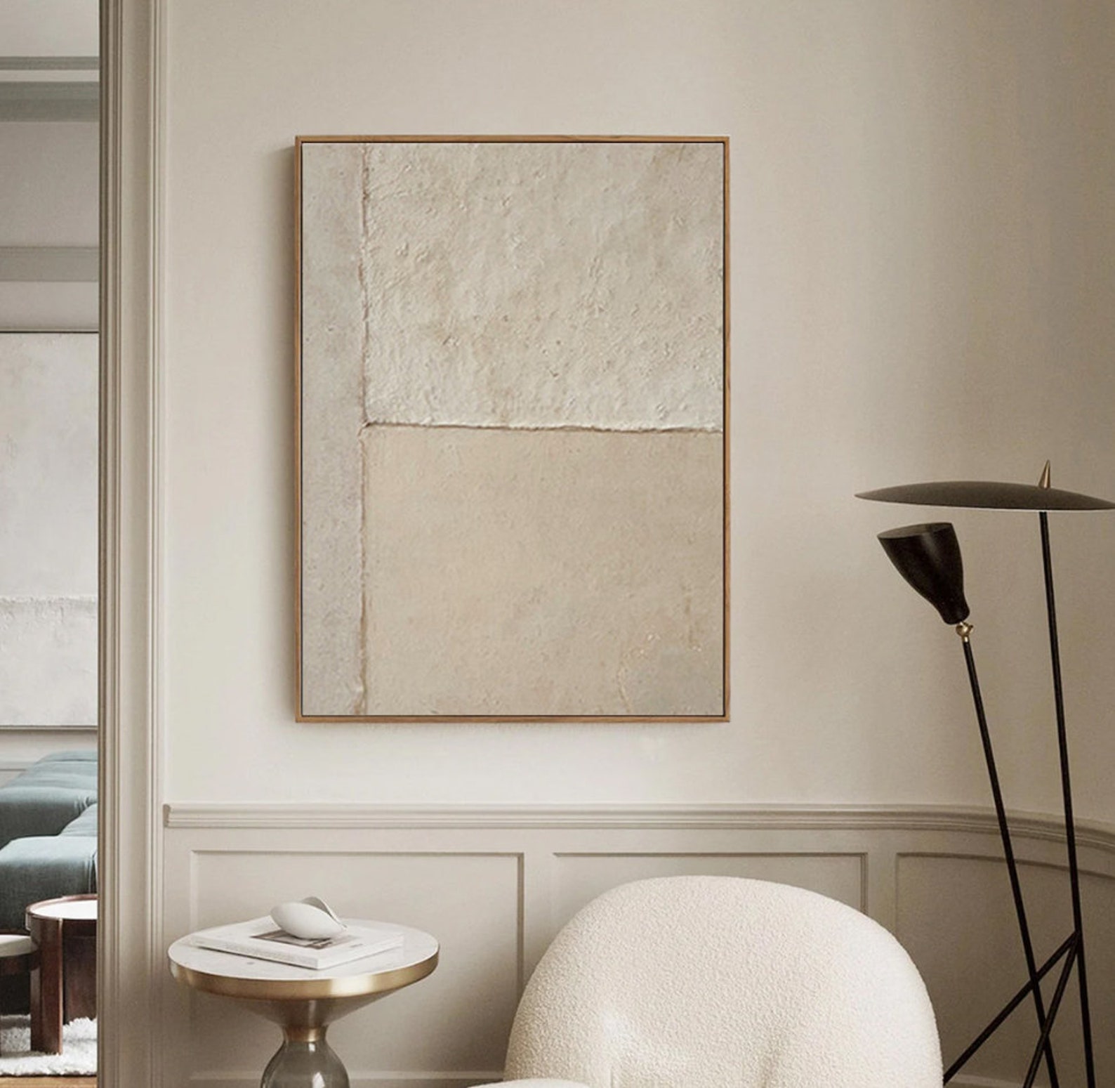Beige Wabi Sabi Painting Pure Beige Wall Art Larger Bige Wall - Etsy