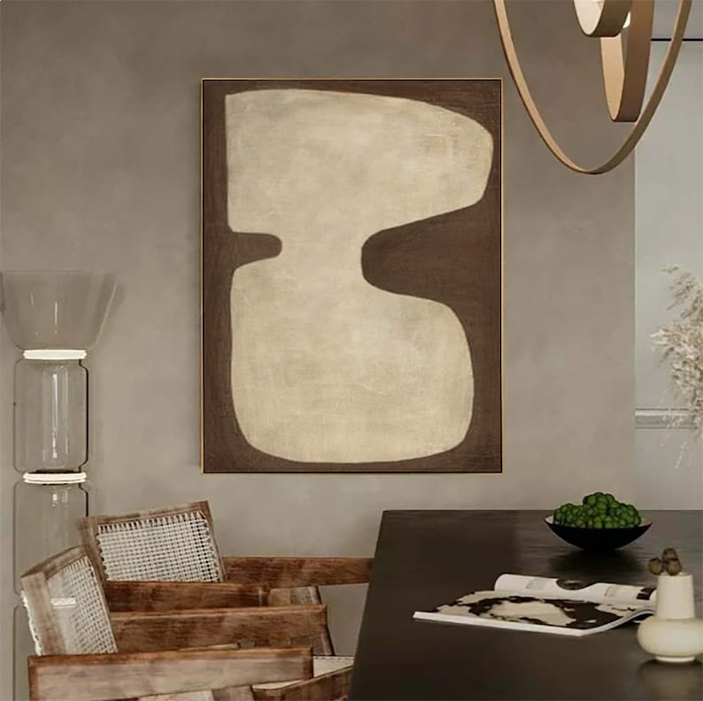 Brown Abstract Canvas Art: Beige Geometric Wabi Sabi Wall Decor - Etsy ...