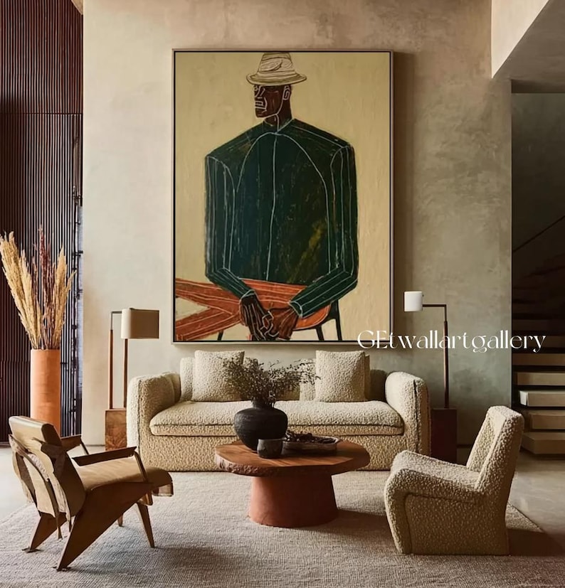 Large Hand-painted Abstract Portrait Painting Expressive Figure Art ...