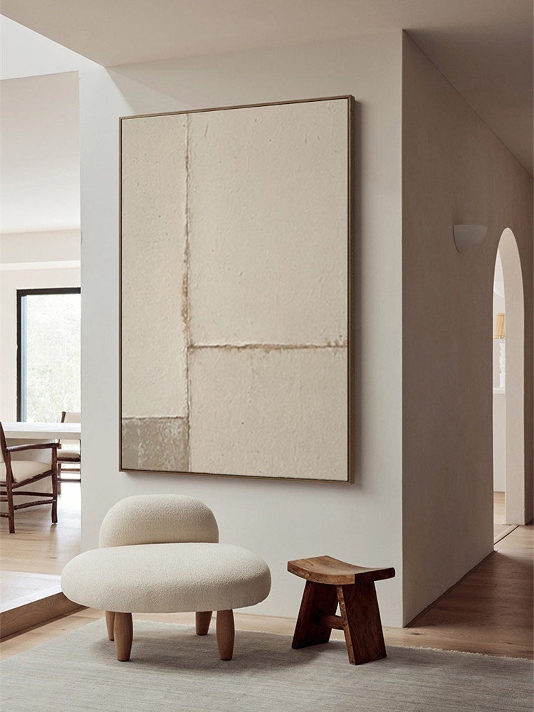 Beige Wall Art Beige Wabi-sabi Wall Art Pure Beige Minimalist Painting ...