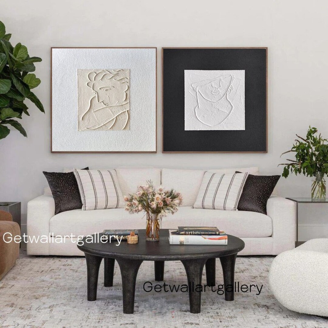 Set of 2 Figure Abstract Painting Modern Abstract Portrait Wall Art 2 ...