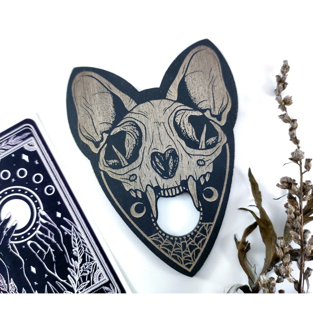 Planchette Cat Skull for Ouija Board, Wood Ouija Planchette, Gothic ...
