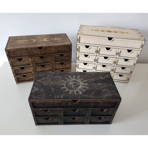 Crystal and Jewelry Organizer, 7 Drawer Box, Oracle Decks Storage Box ...