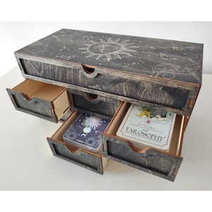 Crystal and Jewelry Organizer, 7 Drawer Box, Oracle Decks Storage Box ...