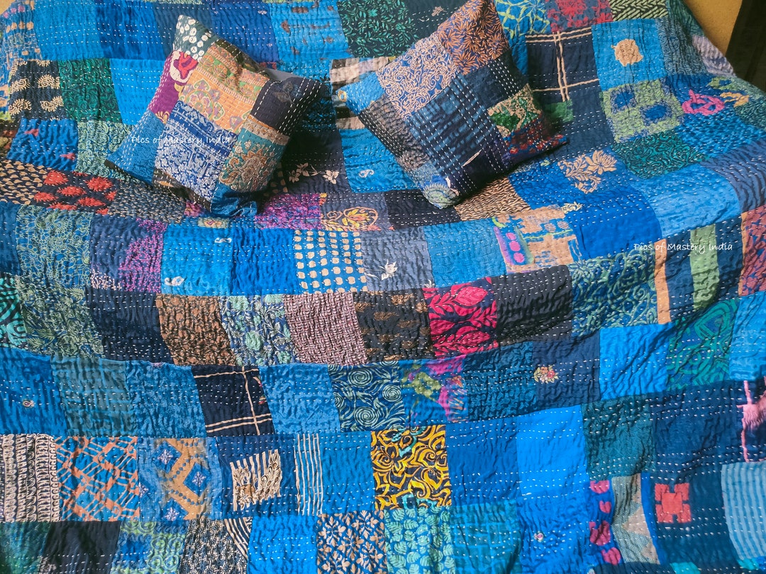Indian Patchwork Quilt Kantha Quilt Handmade Vintage Quilts Boho ...