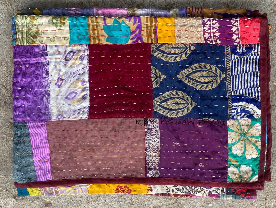 Bohemian Patchwork Quilt Kantha Quilt Handmade Vintage Quilts Boho ...