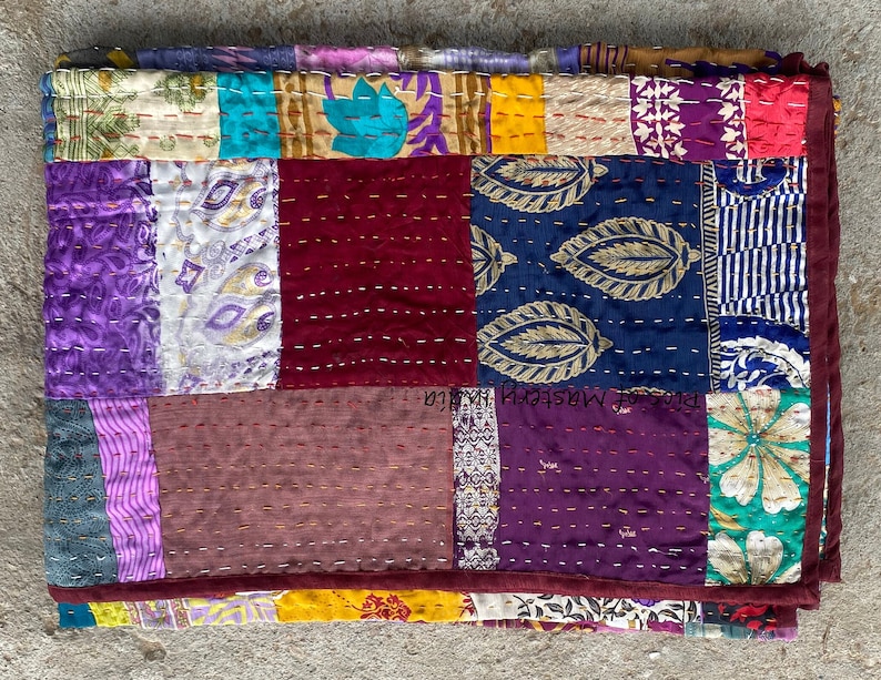 Bohemian Patchwork Quilt Kantha Quilt Handmade Vintage Quilts Boho ...