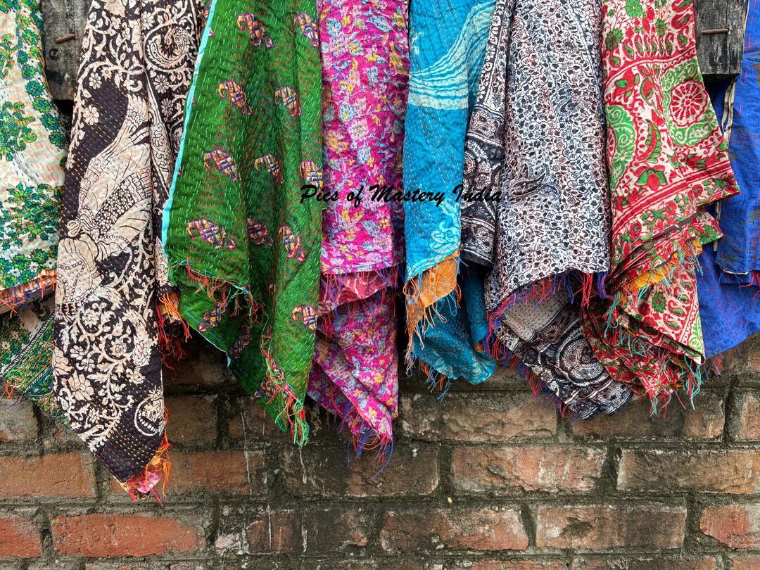 Lot of Elegant Kantha Silk Scarf, Handcrafted Scarves for Women ...