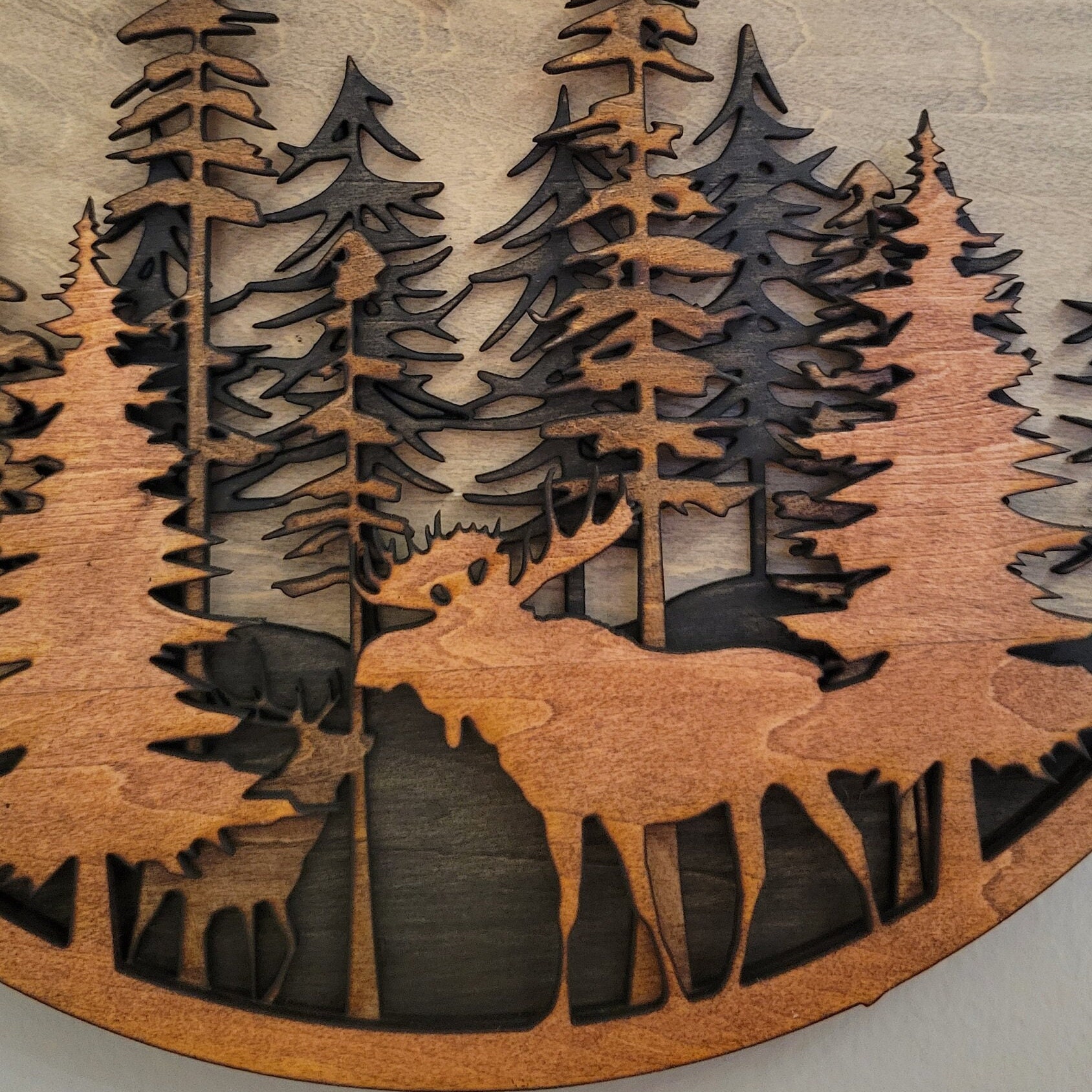 Mountain Wilderness Scene Laser-cut Layered Wood Wall Art - Etsy