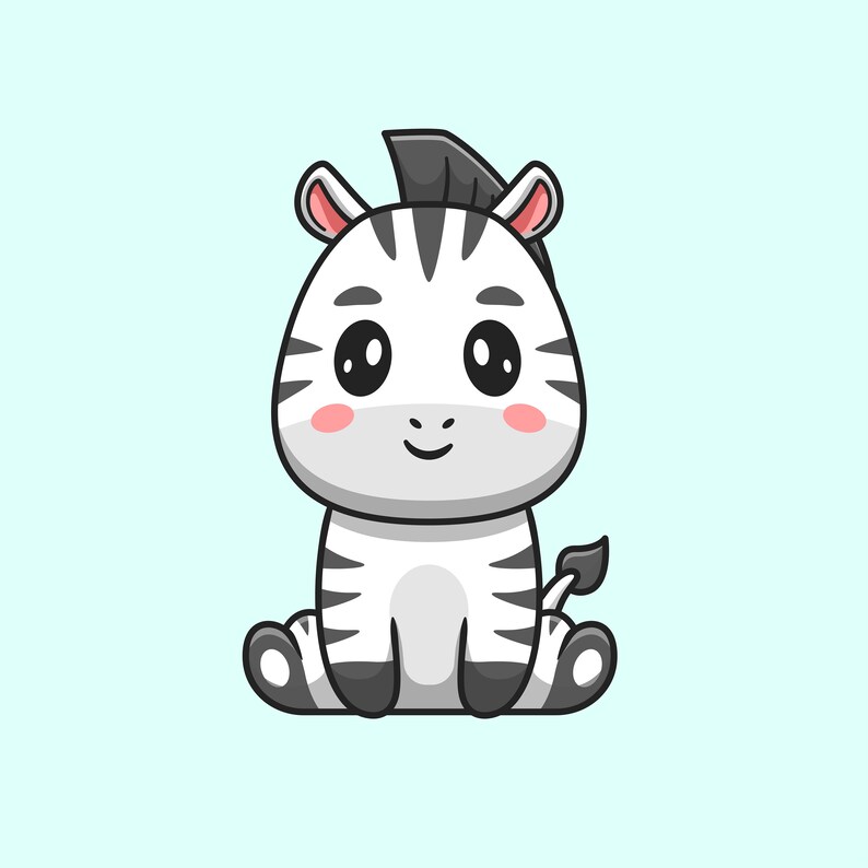 Cute Zebra Svg Kawaii Zebra Svg Cute Zebra Clip Art Cute - Etsy