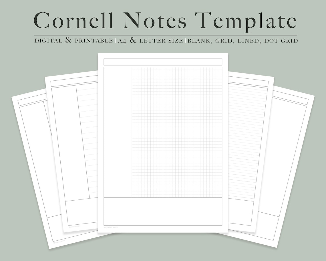 Printable Cornell Notes Template Goodnotes, Digital Note Taking ...