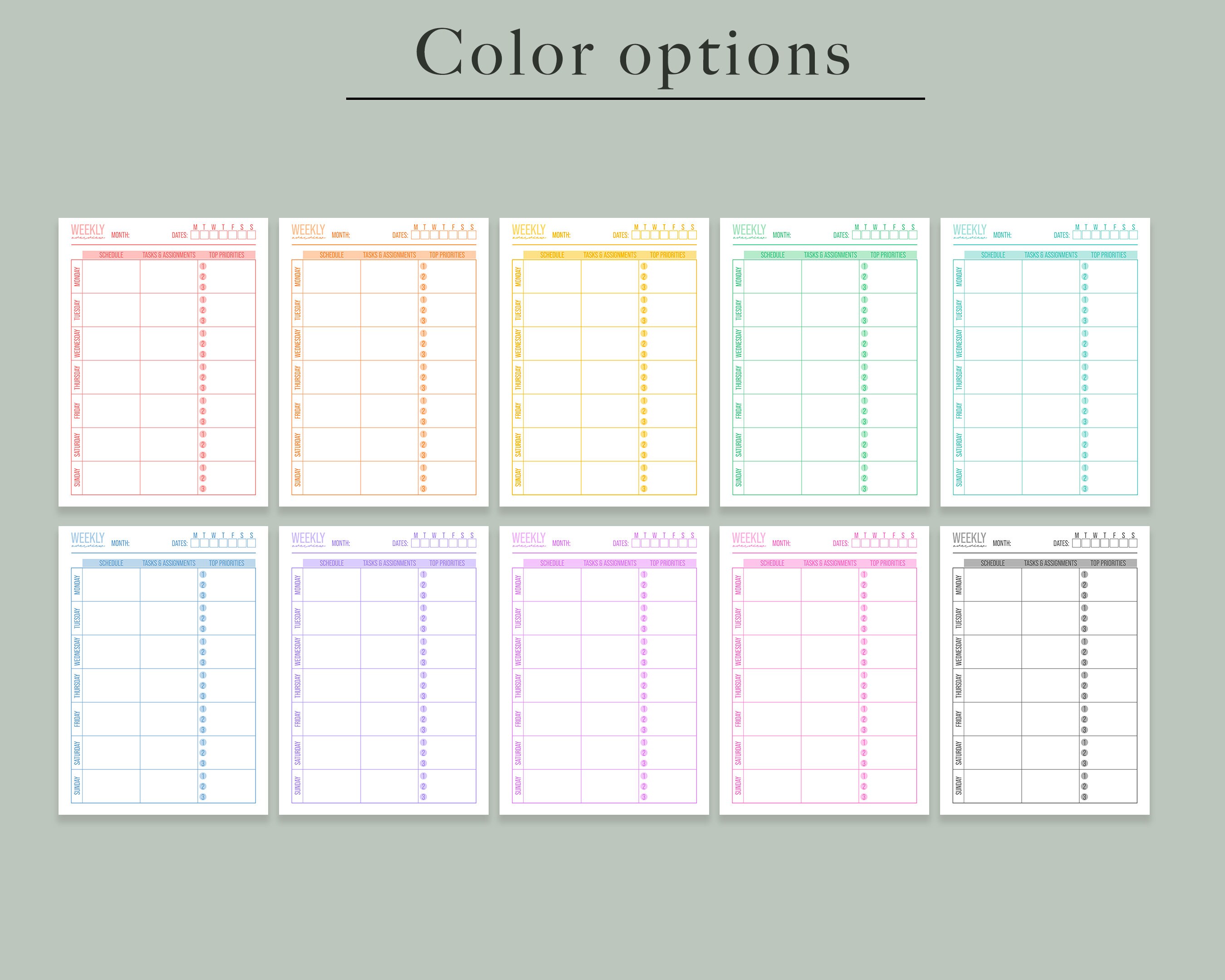 Student Weekly Planner Printable, Goodnotes Planner Undated, College ...