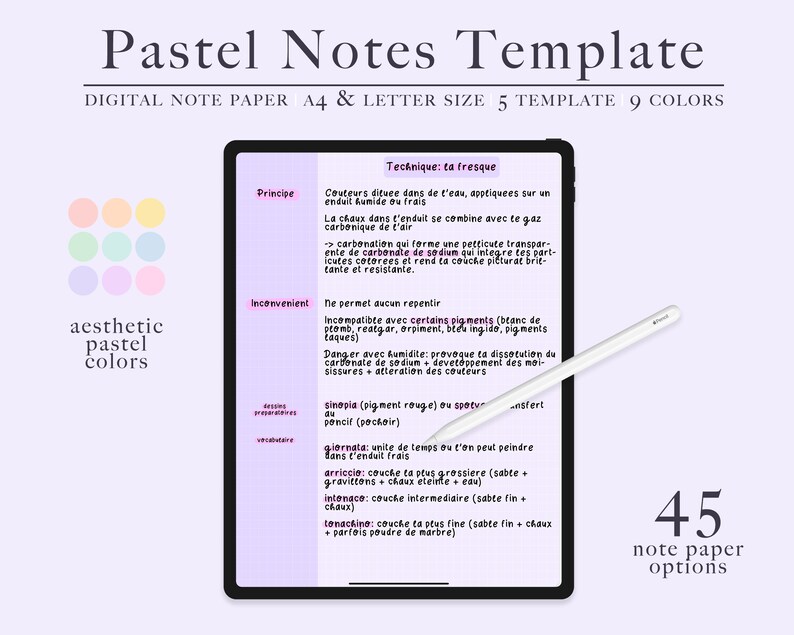 Digital Note Taking Template, Pastel Digital Note Paper, Goodnotes ...