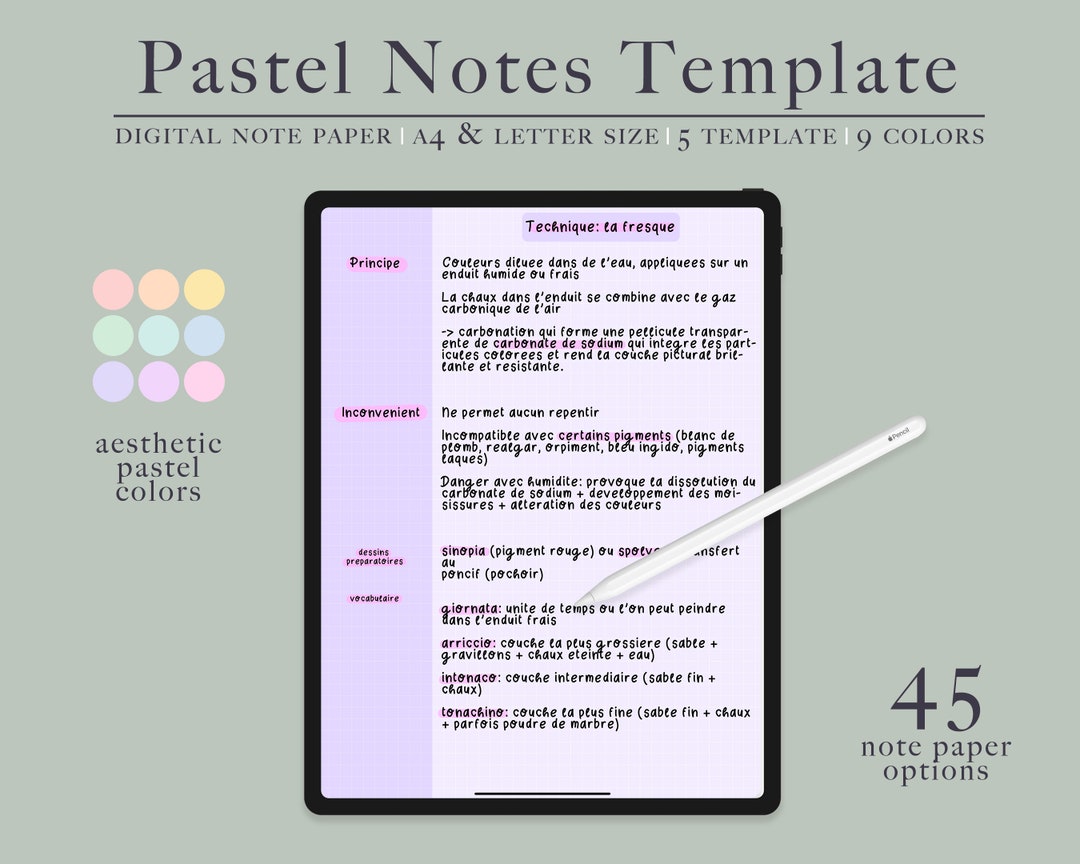 Digital Note Taking Template, Pastel Digital Note Paper, Goodnotes ...