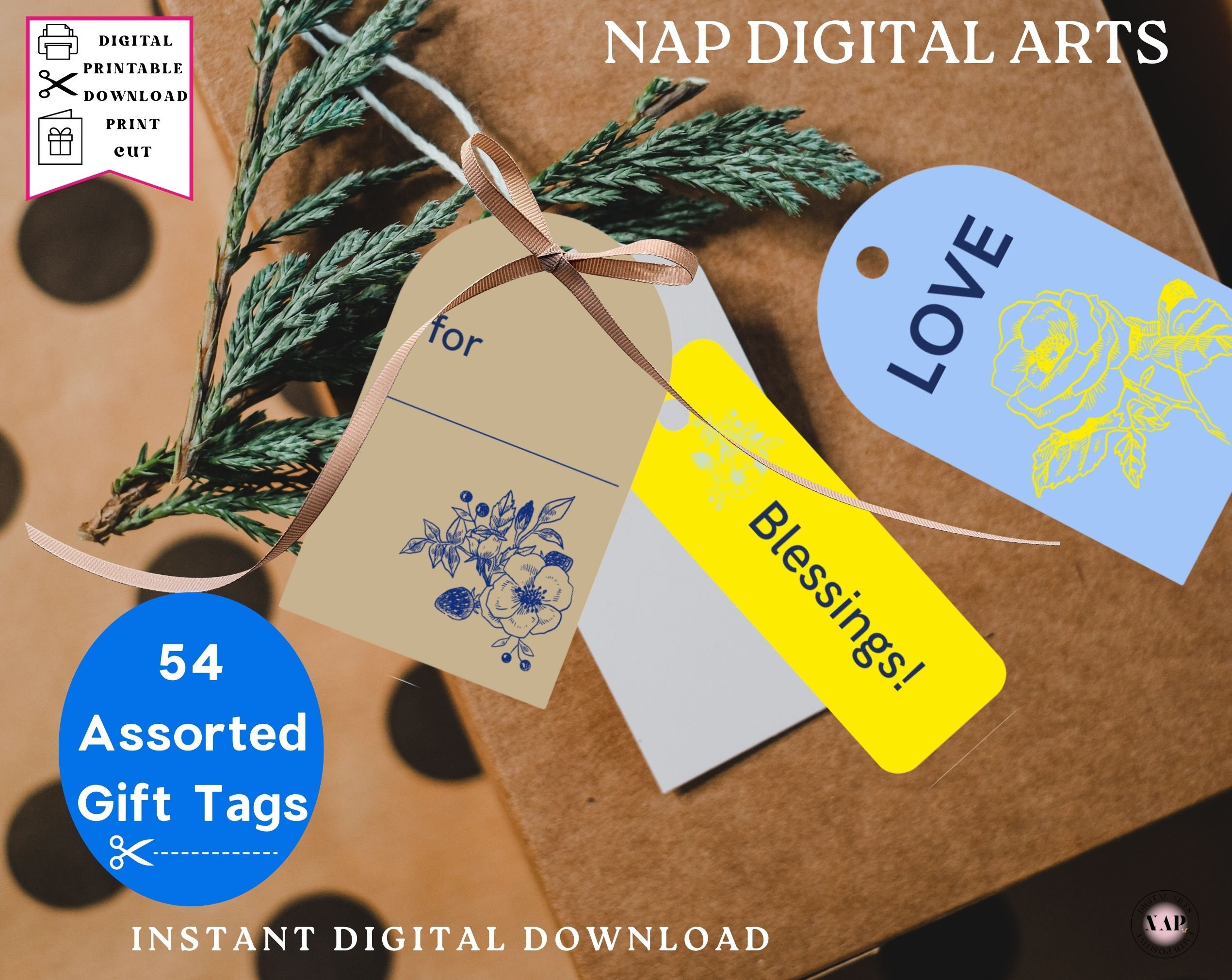 Printable Floral Gift Tags, Simple Gift Tags, Floral Template, Modern ...