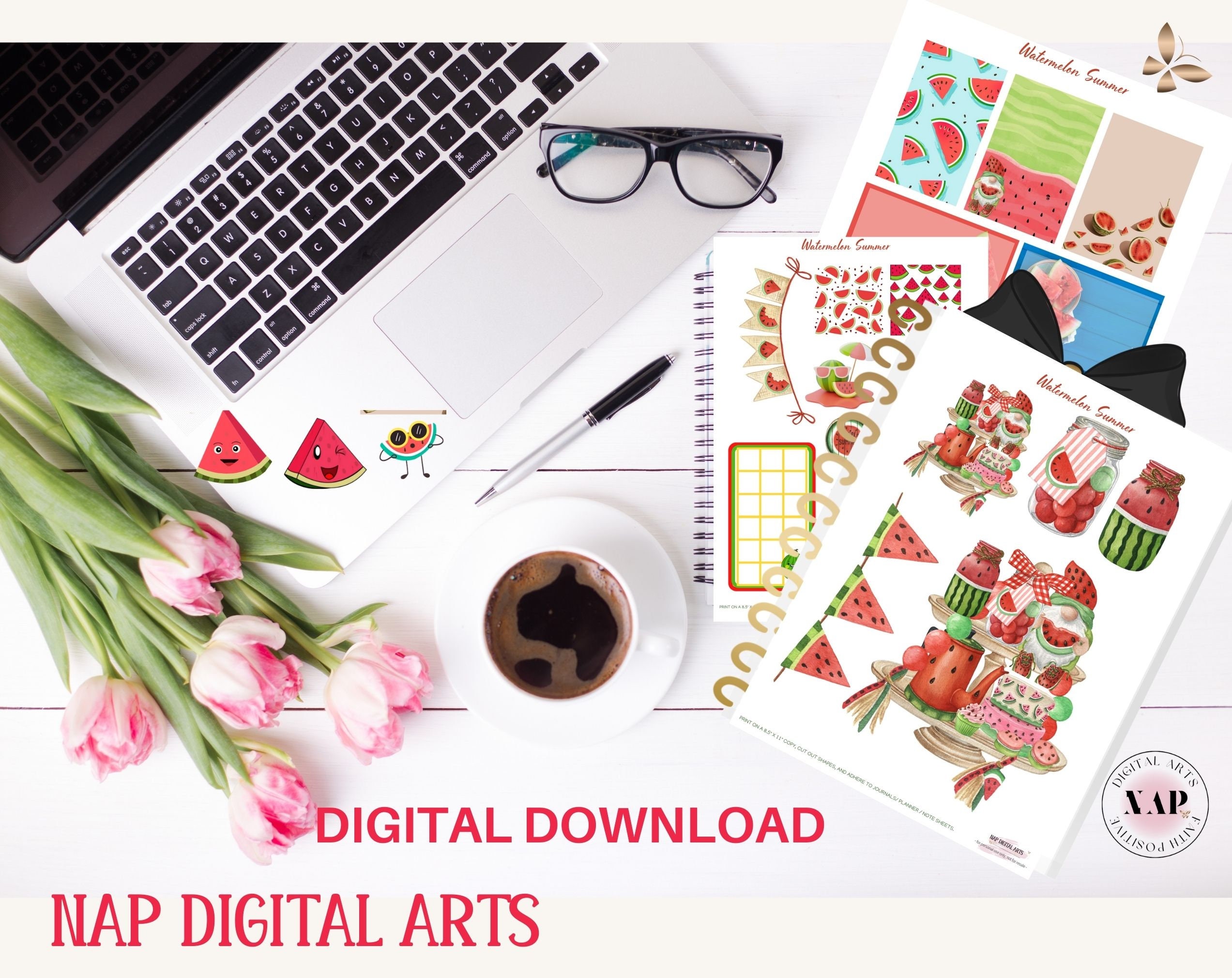 Cute Summer Clipart, Note Planner Insert, Summer Digital Planner ...