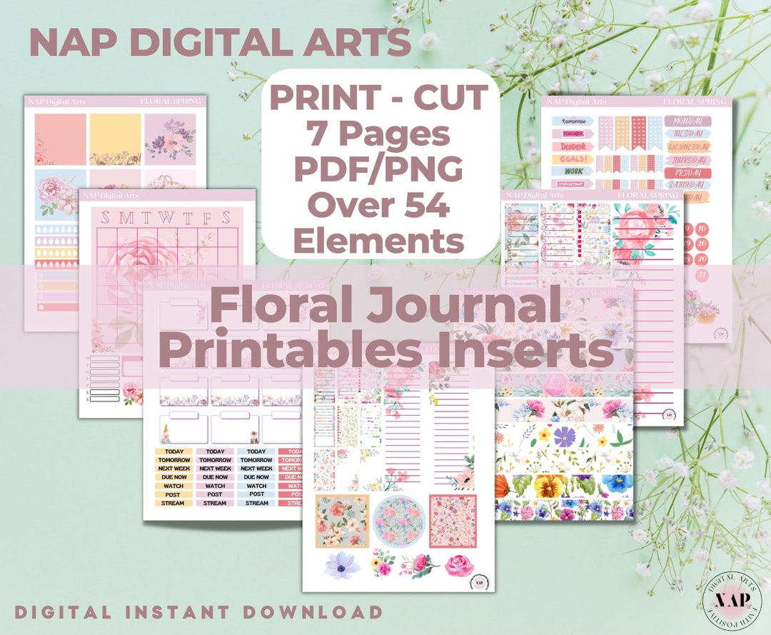 Journal Printable Kit, Printable Bullet Journal, Journal Inserts ...