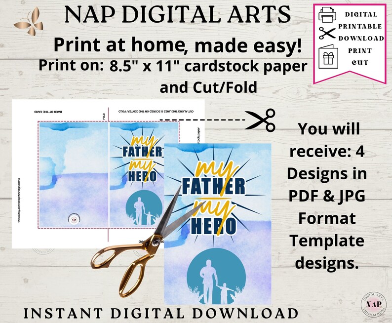 Father's Day Printable Card, Happy Father's Day, Dad Greeting Card ...
