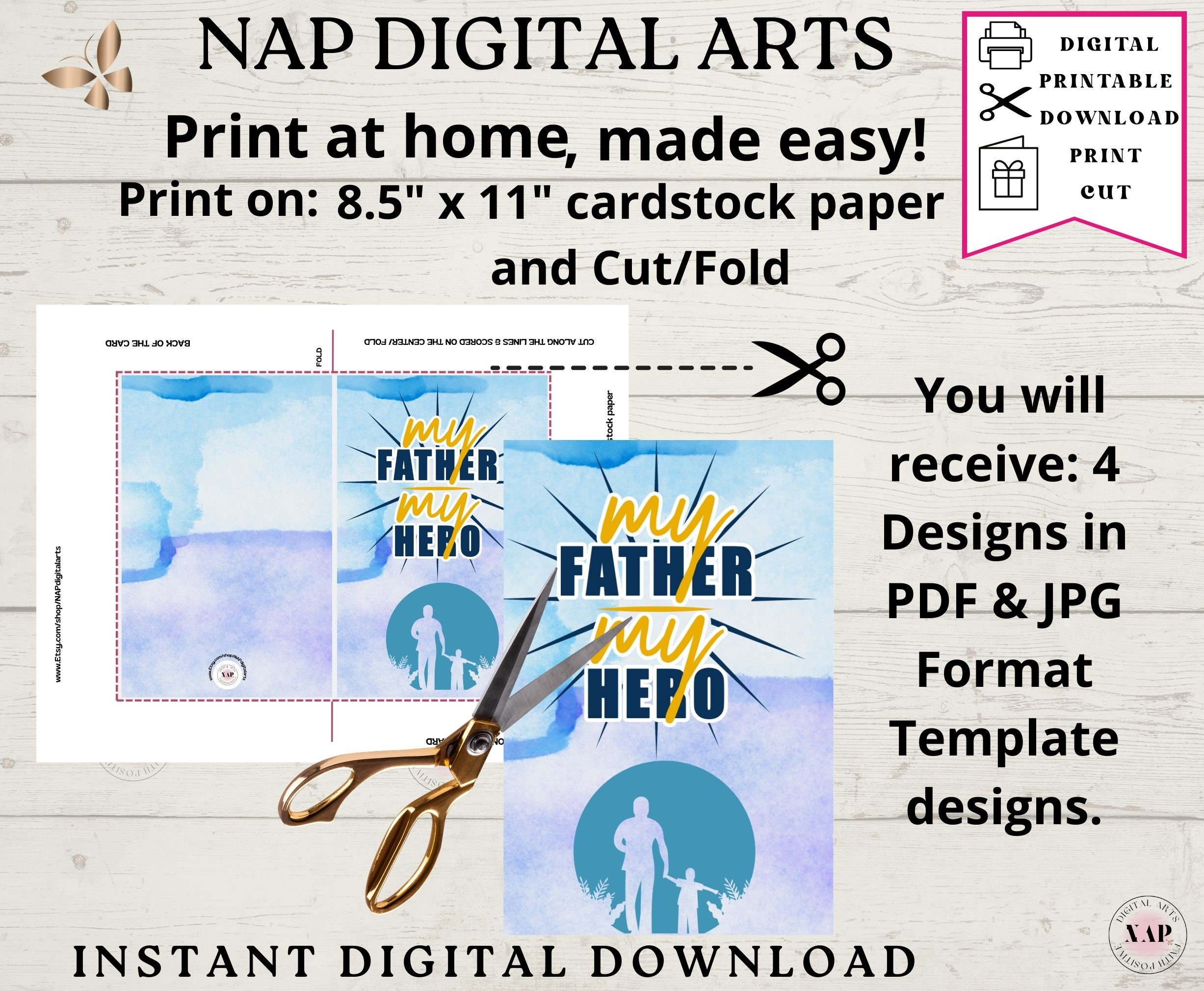 Father's Day Printable Card, Happy Father's Day, Dad Greeting Card ...