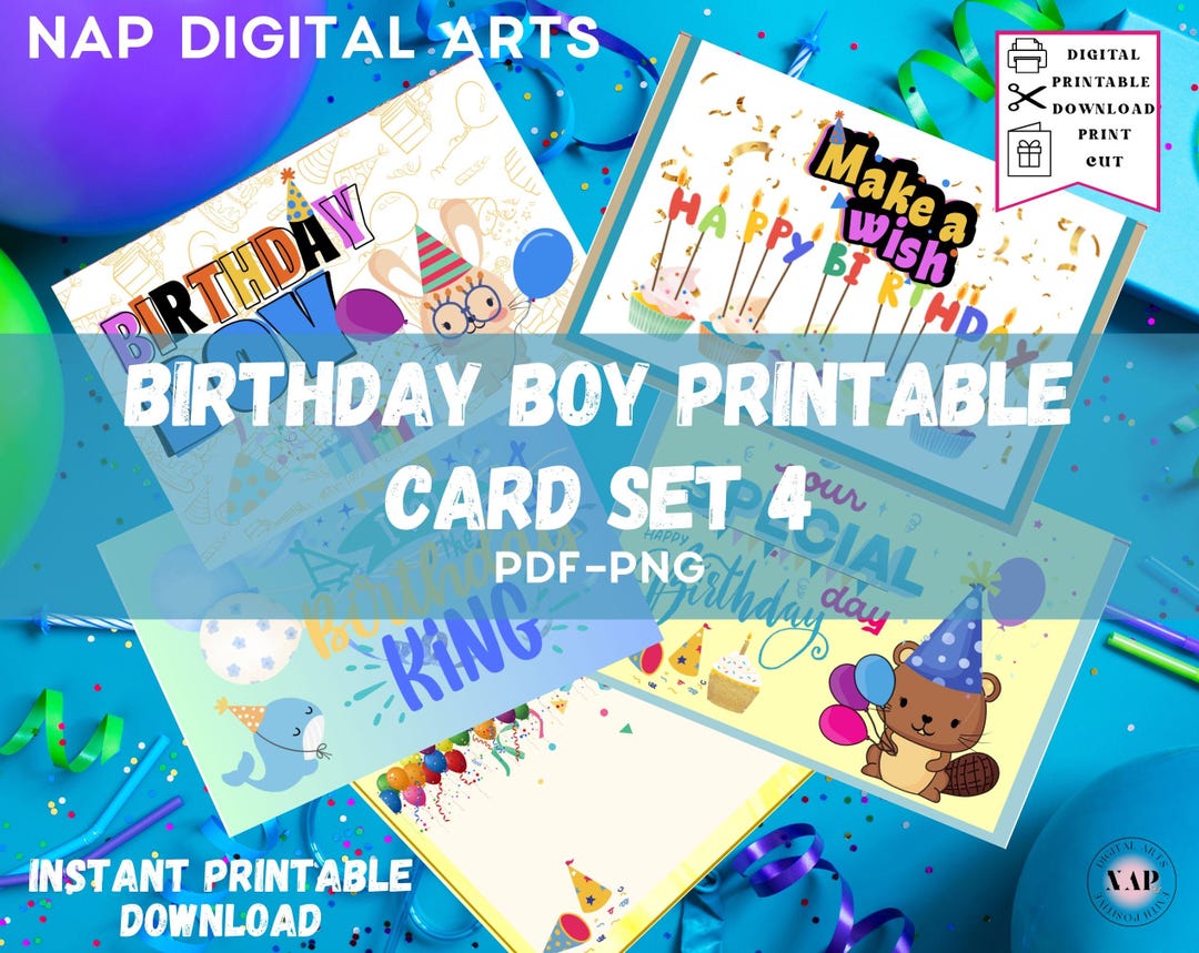 Birthday Boy Printable Card, Happy Birthday Card, Festive Greeting Card ...