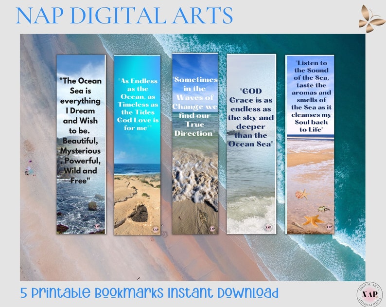 Positive Quote Printable, Ocean Bookmarks, Sea Shore Printable ...