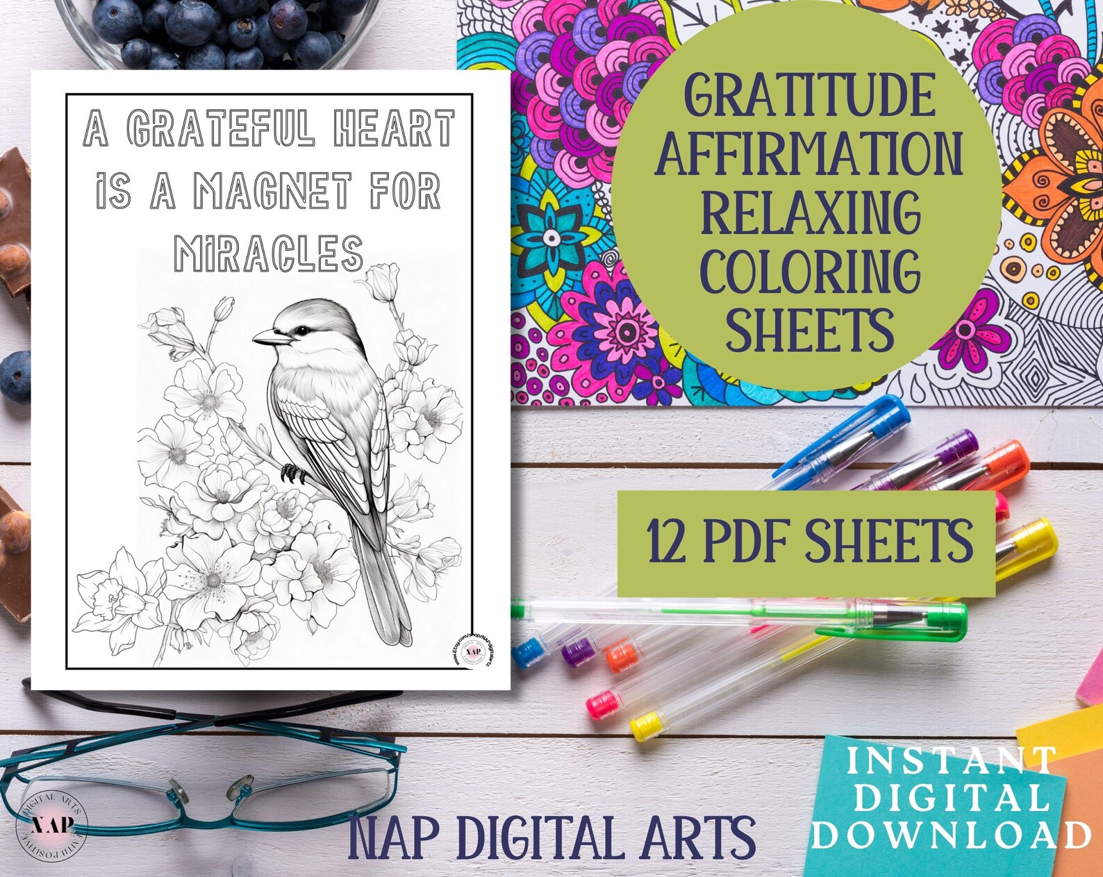 Grateful Heart Coloring Activity, Gratitude Coloring Pages, Adults ...