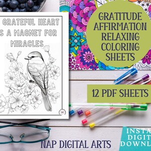 Grateful Heart Coloring Activity, Gratitude Coloring Pages, Adults ...