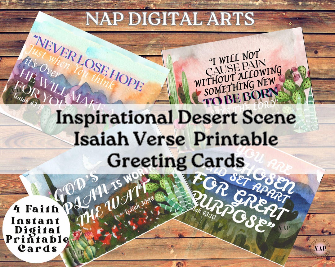 Inspirational Desert Scene, Isaiah Verse, 4 Faith Printable Card ...