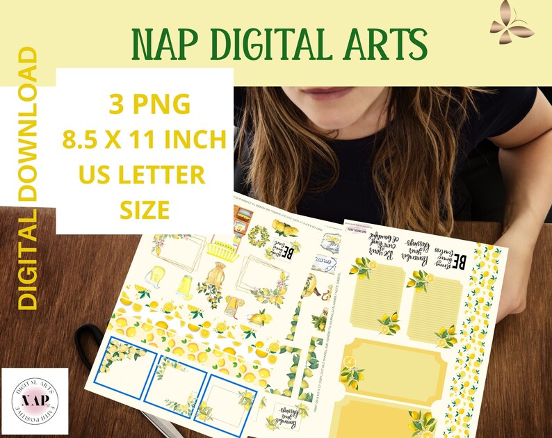 Lemon Melody Printable Paper, Printable Yellow Stationary, Faith ...