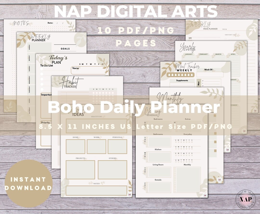 Boho Daily Planner, Undated Weekly Planner, Cleaning Schedule ...