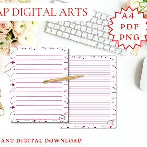 Cute Valentines Paper, Printable Stationery Set, Love Stationery ...