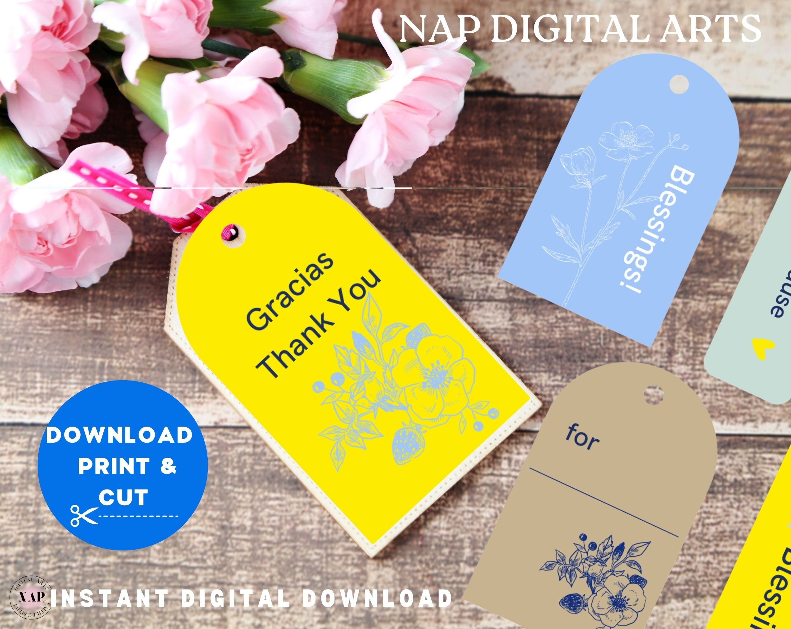 Printable Floral Gift Tags, Simple Gift Tags, Floral Template, Modern ...
