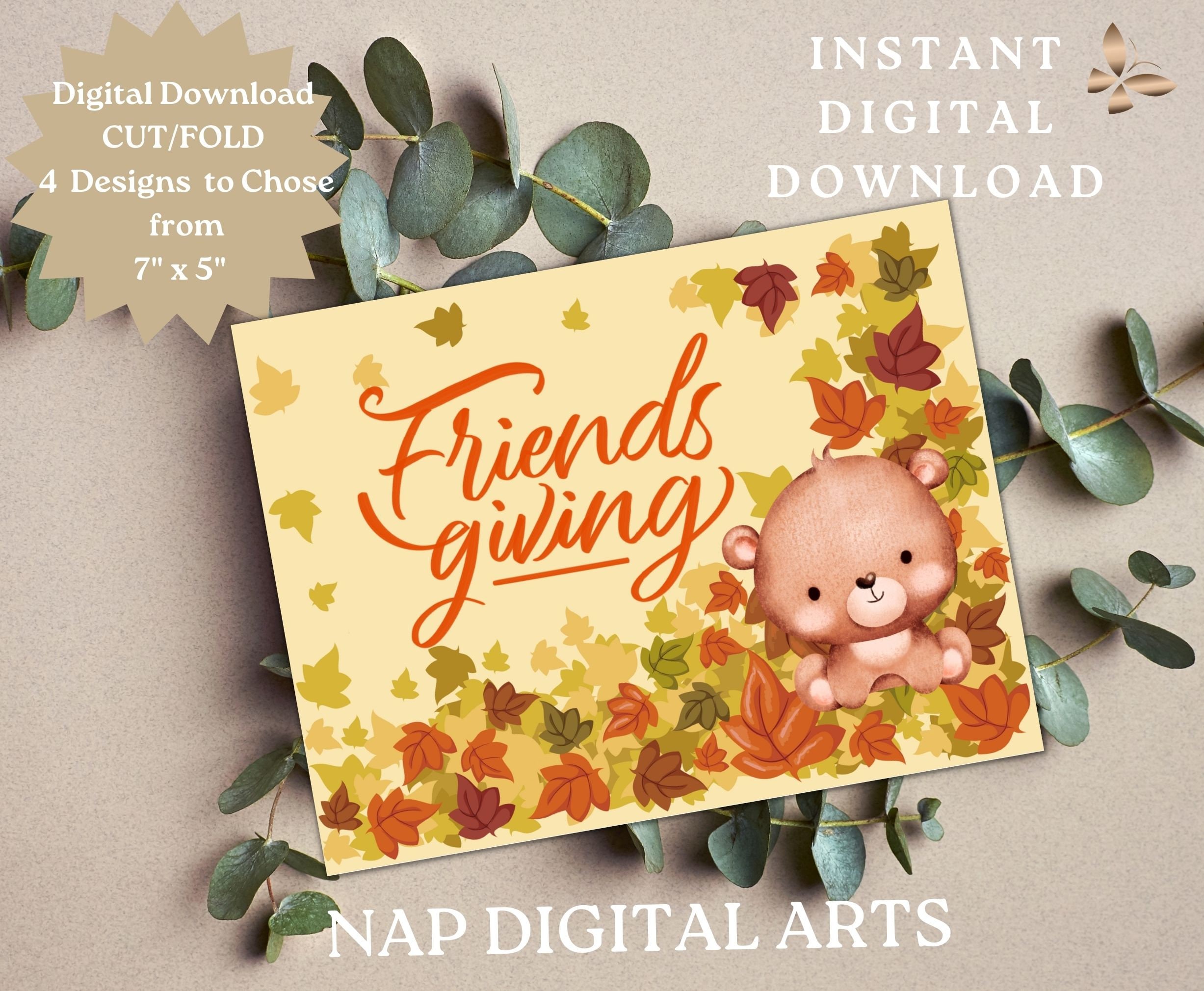 Fall Bundle Cards Autumn Card Printable Cute Bear Card - Etsy