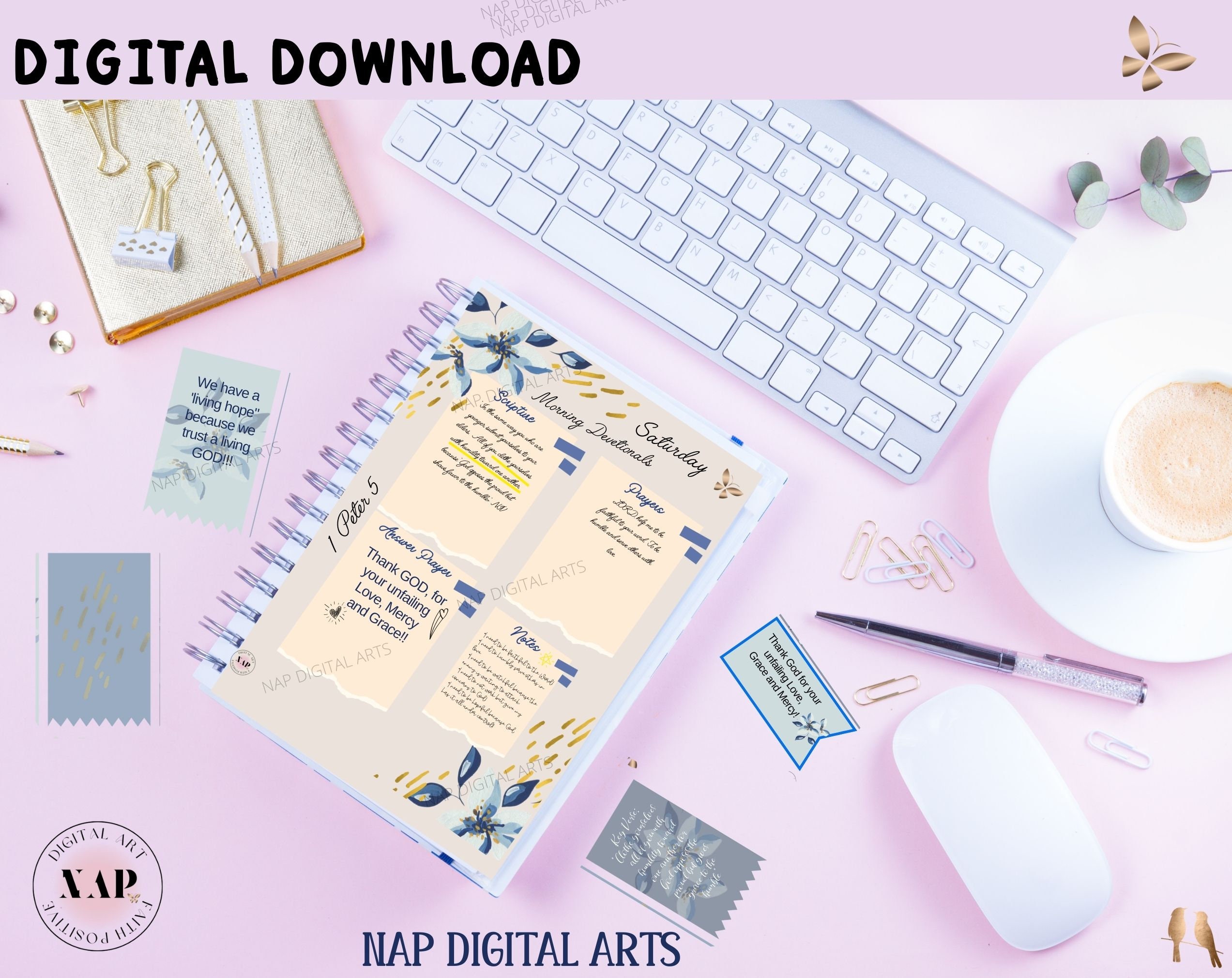 Prayer Journal, Flower Lined Paper, Digital Faith Printable, Bible ...