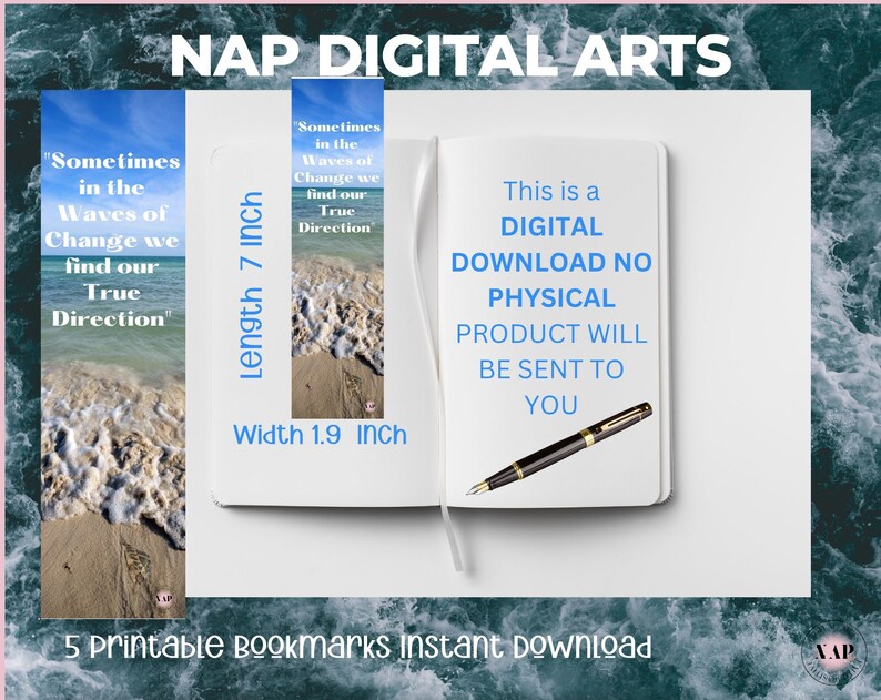 Positive Quote Printable, Ocean Bookmarks, Sea Shore Printable ...