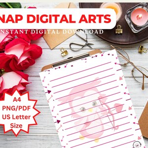 Cute Valentines Paper, Printable Stationery Set, Love Stationery ...