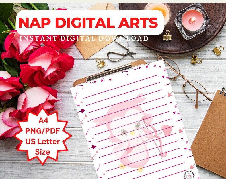 Cute Valentines Paper, Printable Stationery Set, Love Stationery ...